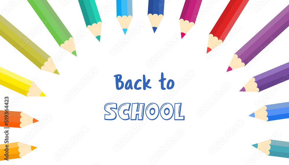 Welcome back to school background with colored pencils concept of ...