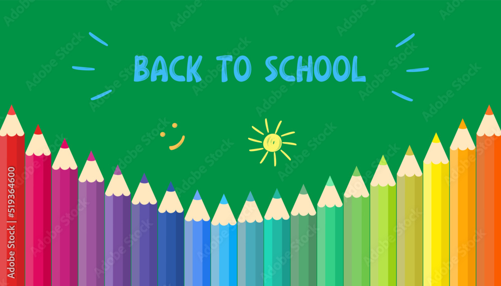 Welcome back to school background with colored pencils concept of ...