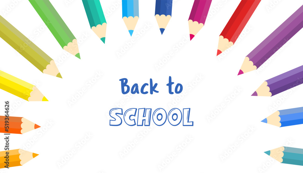 Welcome back to school background with colored pencils concept of ...
