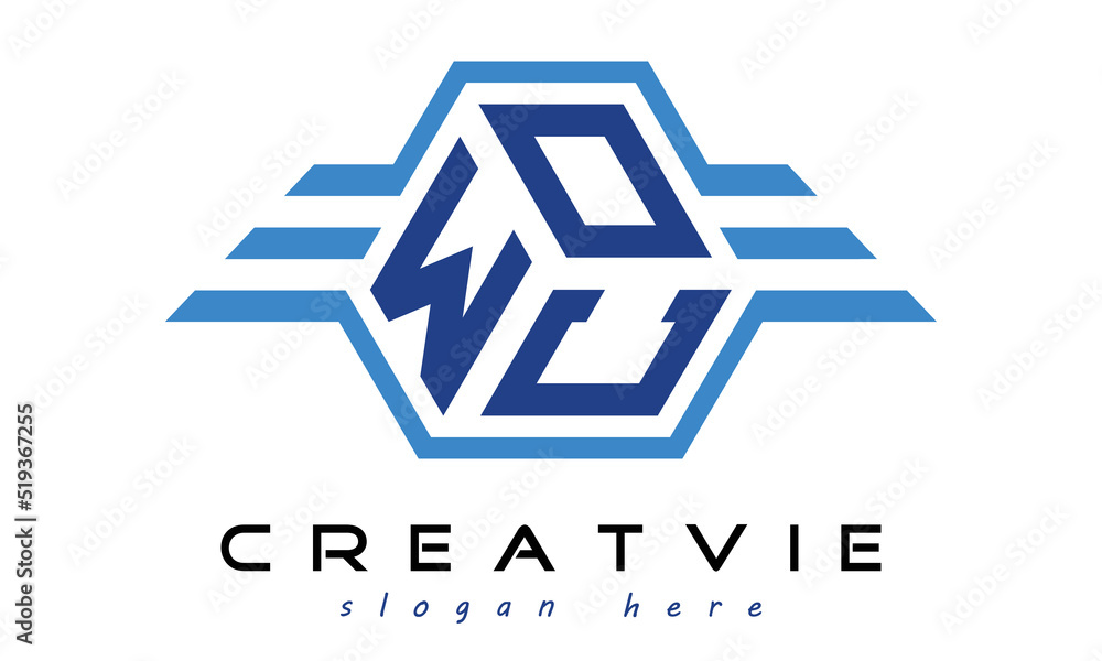 WOC three letter geometrical wings logo design vector template ...
