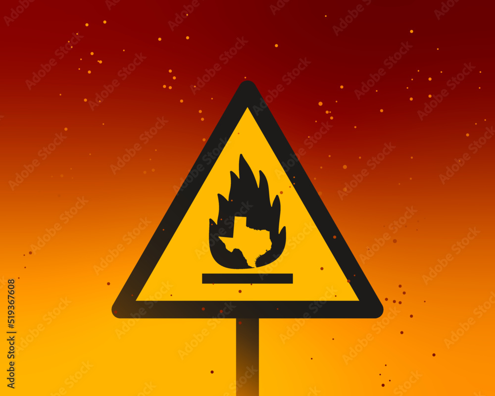 Texas' silhouette placed on a fire warning sign. Wildfires in Texas ...