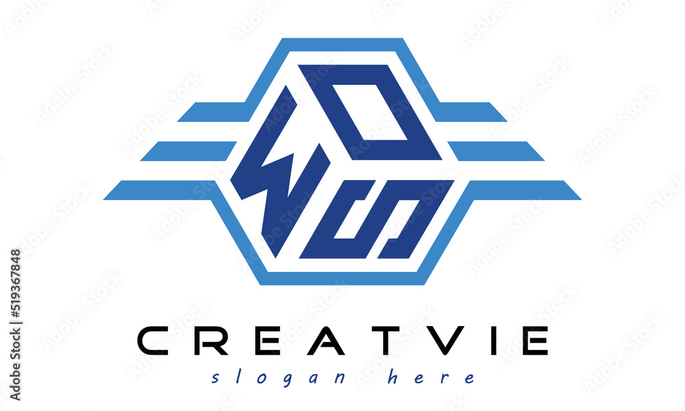 WOS three letter geometrical wings logo design vector template ...