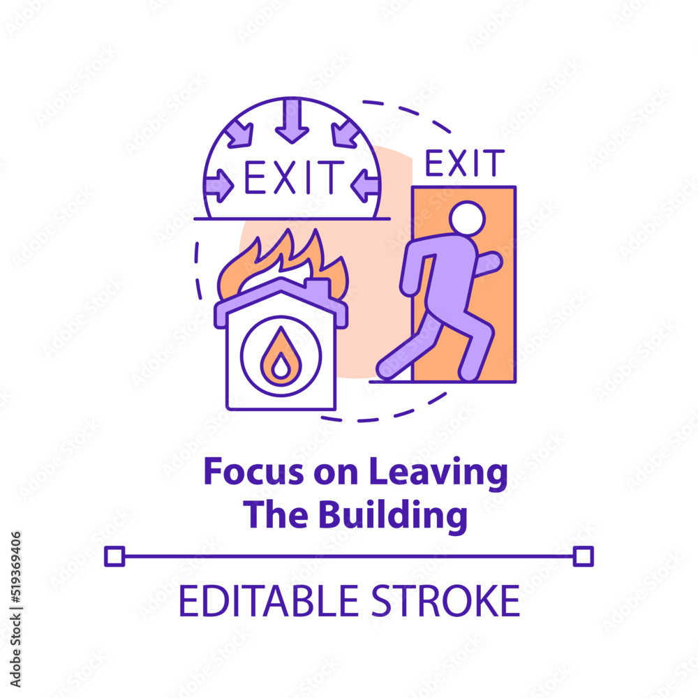 Focus on leaving building concept icon. Survive fire in house abstract ...