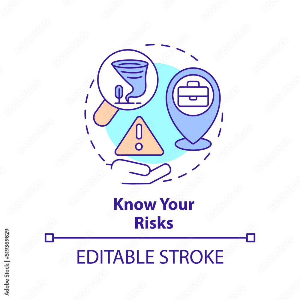 Know risks concept icon. Prepare business for disaster abstract idea ...