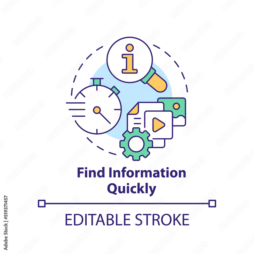 Find information quickly concept icon. Easy access to data. Expectation ...