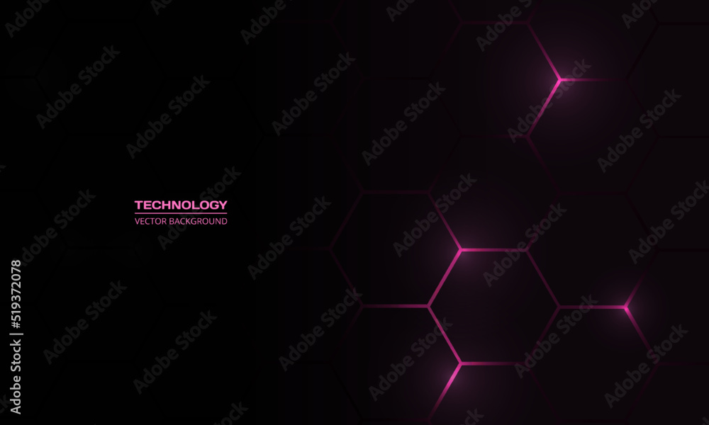 Dark pink hexagonal technology vector abstract background. Pink bright ...