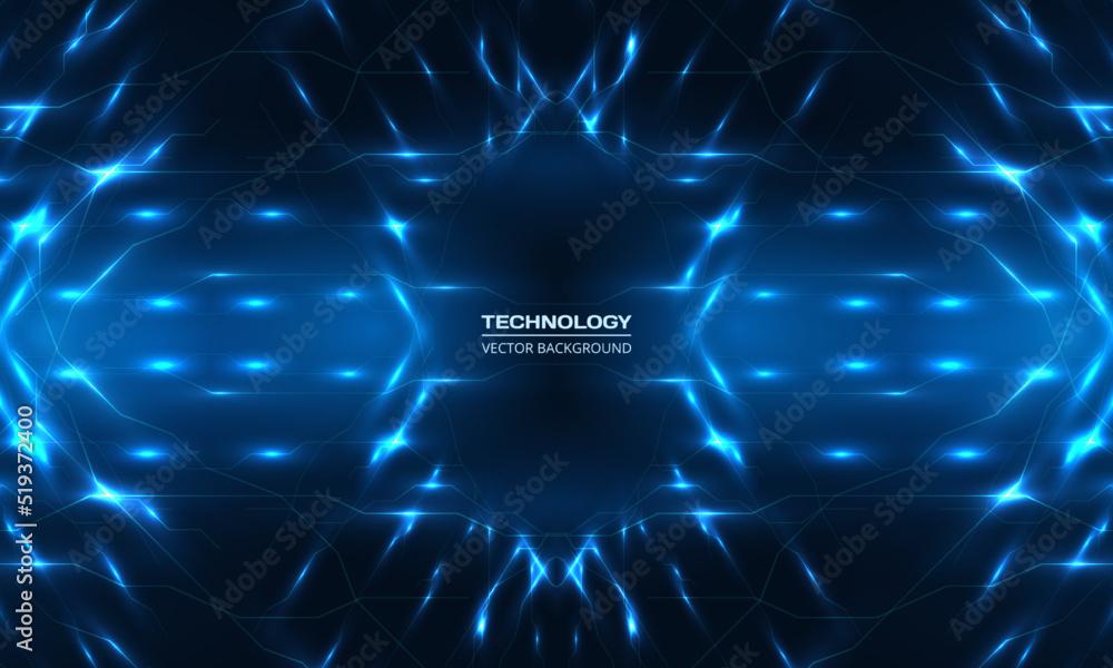 Abstract digital technology background with blue lines and light rays ...