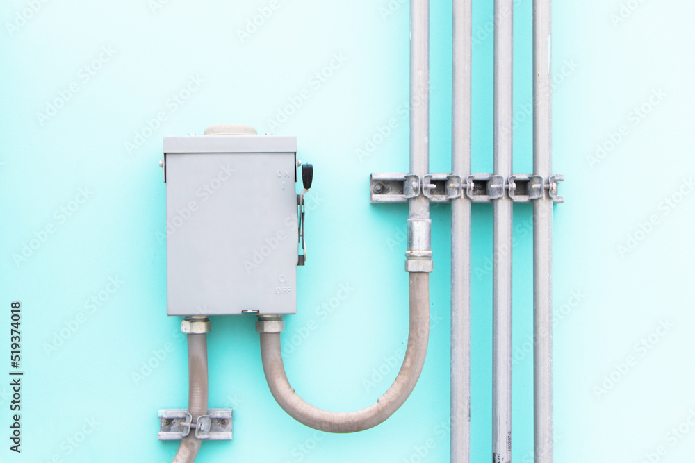 Breaker small and power button to distribute electricity supply with ...