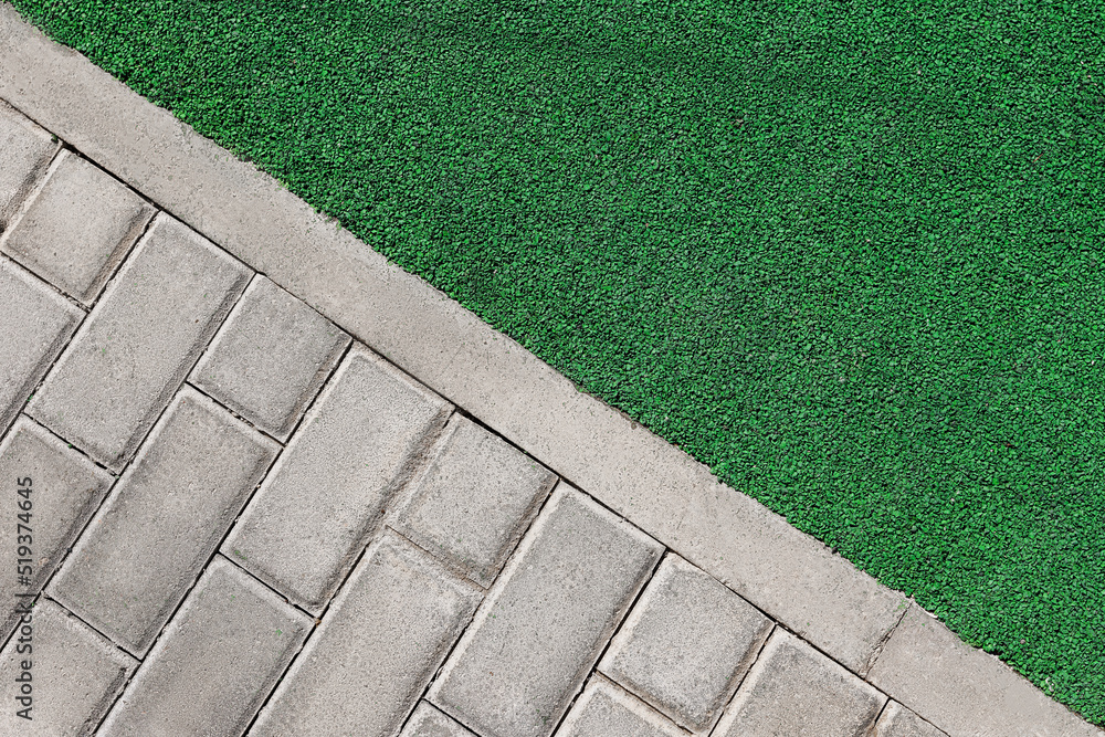Photo & Art Print Paving with paving slabs borders on rubber crumb ...