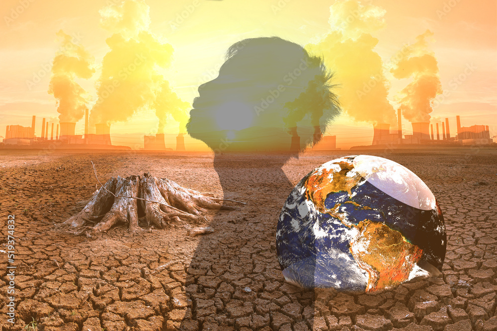 The concept of global warming and drought and poverty and food ...
