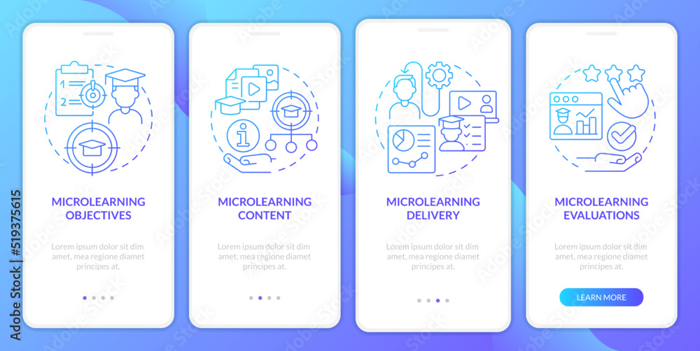 Microlearning Modules Blue Gradient Onboarding Mobile App Screen