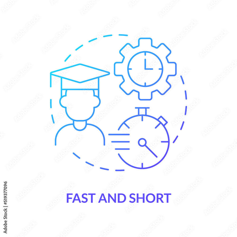 Fast and short blue gradient concept icon. Principle of microlearning ...