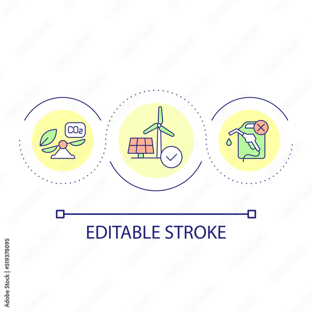 Sustainable energy sources loop concept icon. Clean power generation ...