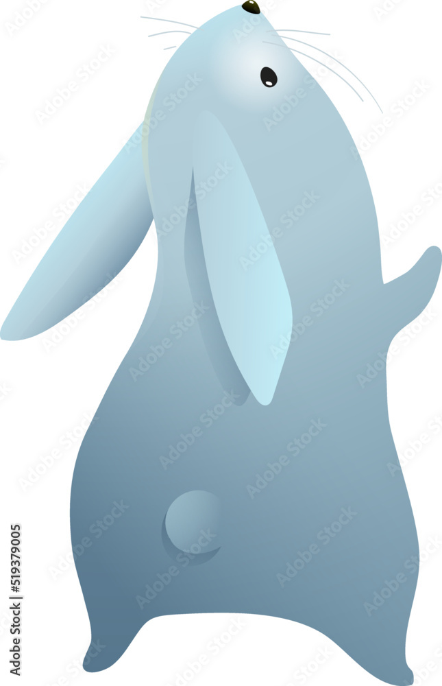 Cute bunny or rabbit standing and looking up, animal cartoon for ...