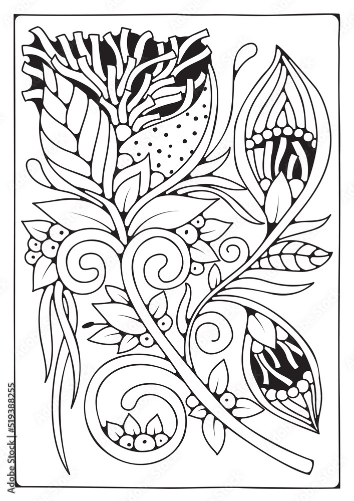 Floral background for coloring, coloring page for children and adults ...