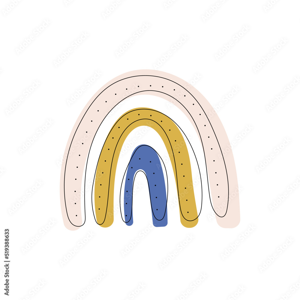 Hand drawn boho colorful rainbow. Scandinavian organic shapes. For home ...
