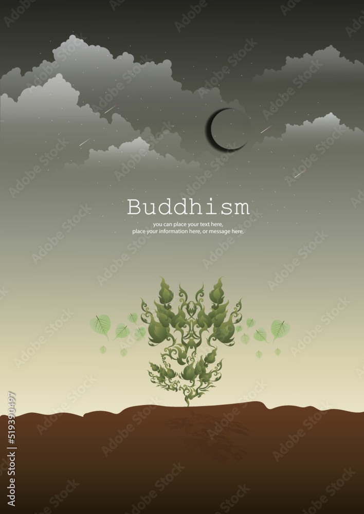 Thai pattern and bodhi tree peaceful Buddhism - Magha Puja, Asanha Puja ...