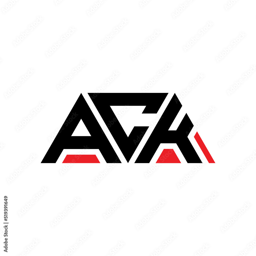 ACK triangle letter logo design with triangle shape. ACK triangle logo ...