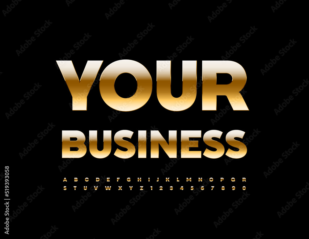 Vector chic Emblem Your Business. Premium Golden Font. Artistic ...