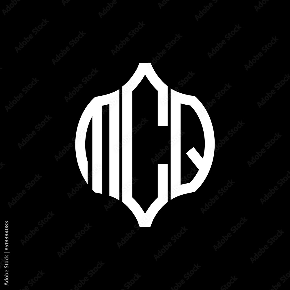 MCQ letter logo. MCQ best black background vector image. MCQ Monogram ...