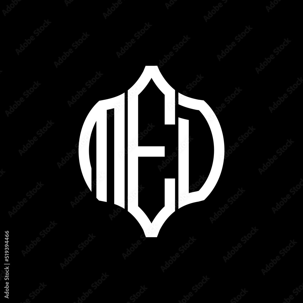MED letter logo. MED best black background vector image. MED Monogram ...