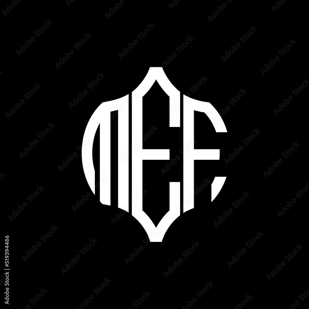 MEF letter logo. MEF best black background vector image. MEF Monogram ...