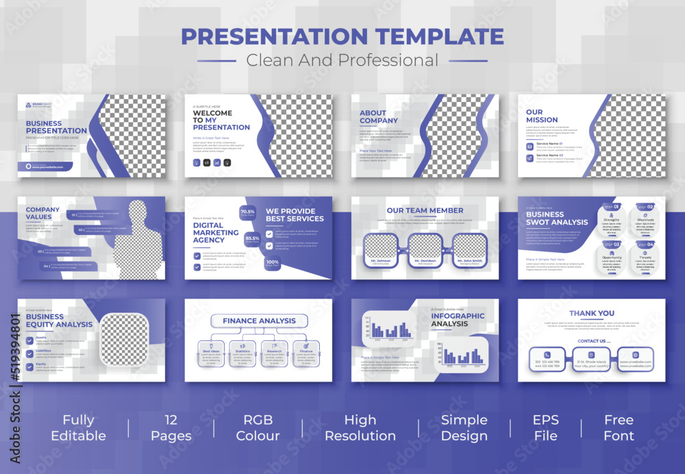 Professional and creative business slide template and data analysis ...