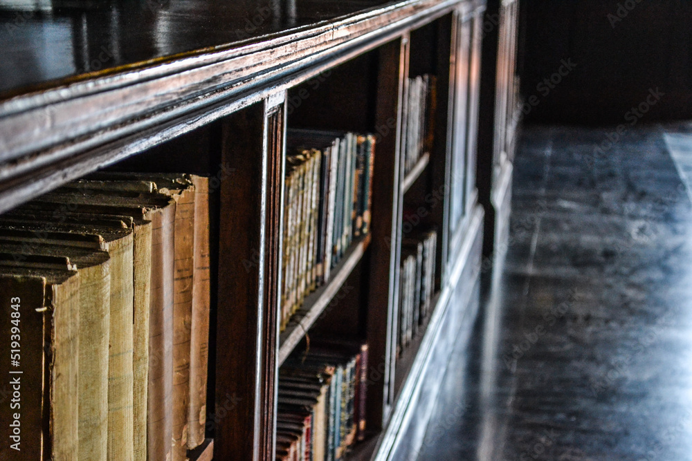 Old vintage books in a library Stock Photo | Adobe Stock