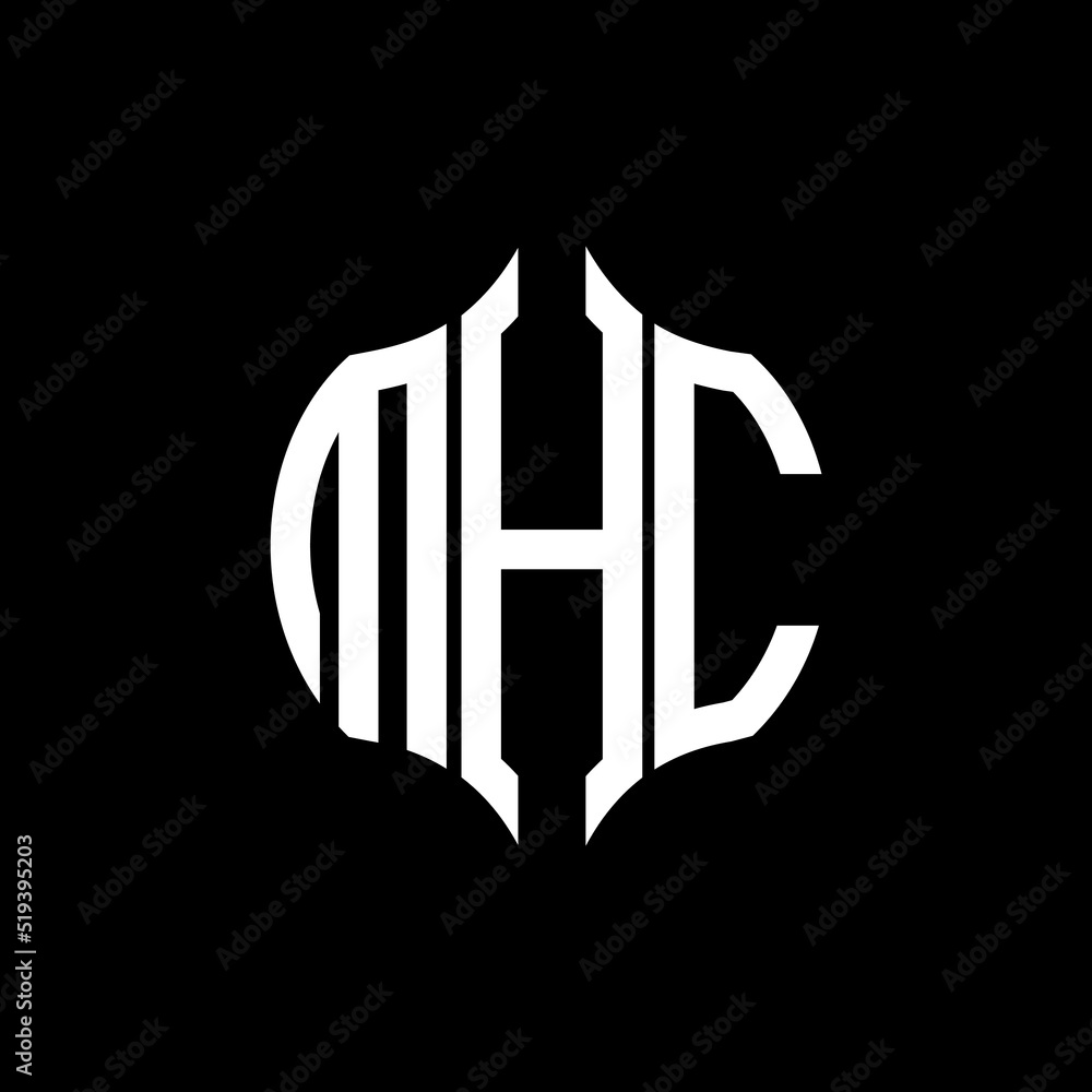 MHC letter logo. MHC best black background vector image. MHC Monogram ...