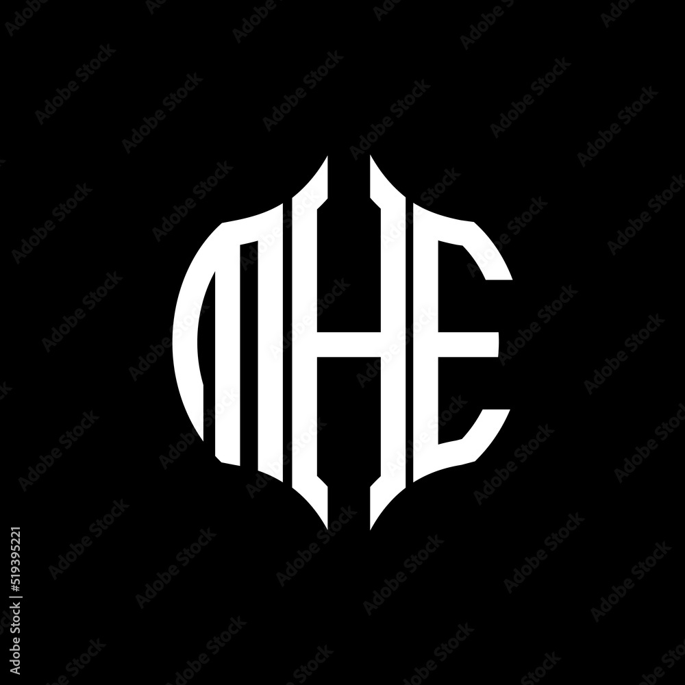 MHE letter logo. MHE best black background vector image. MHE Monogram ...