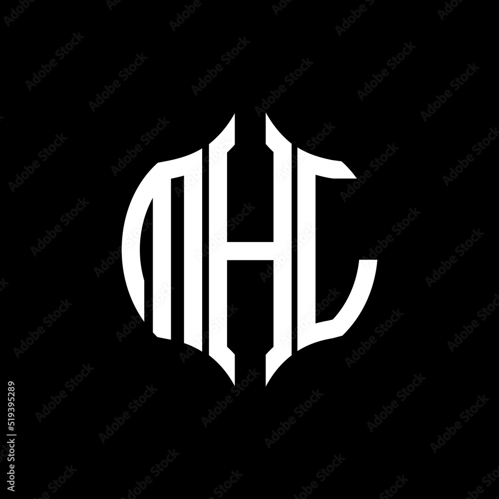 MHL letter logo. MHL best black background vector image. MHL Monogram ...