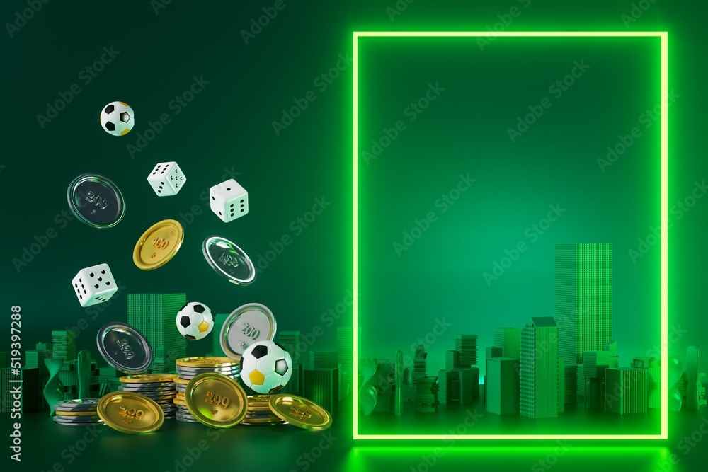 football ball object in the abstract background. light neon shape ...