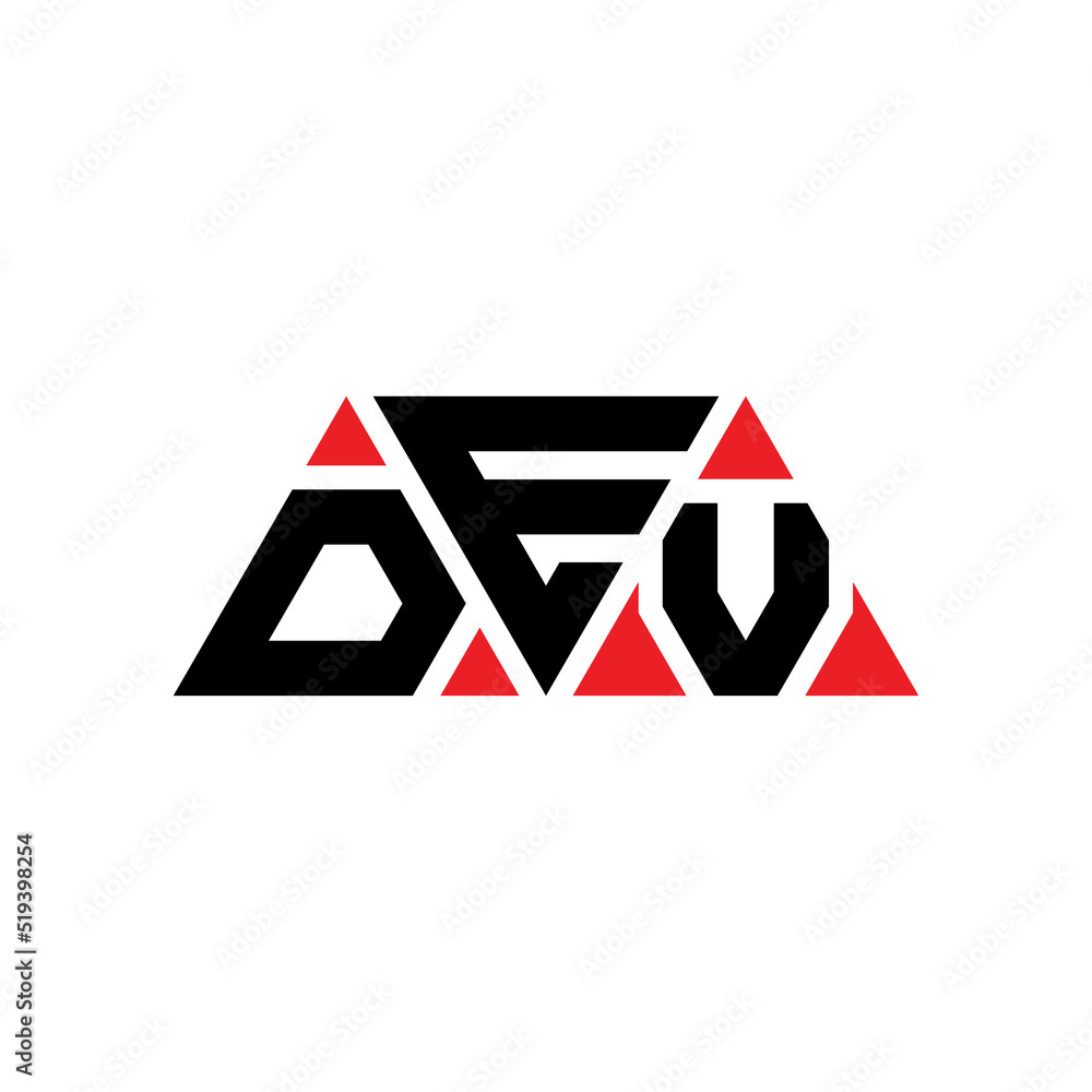 DEV triangle letter logo design with triangle shape. DEV triangle logo ...