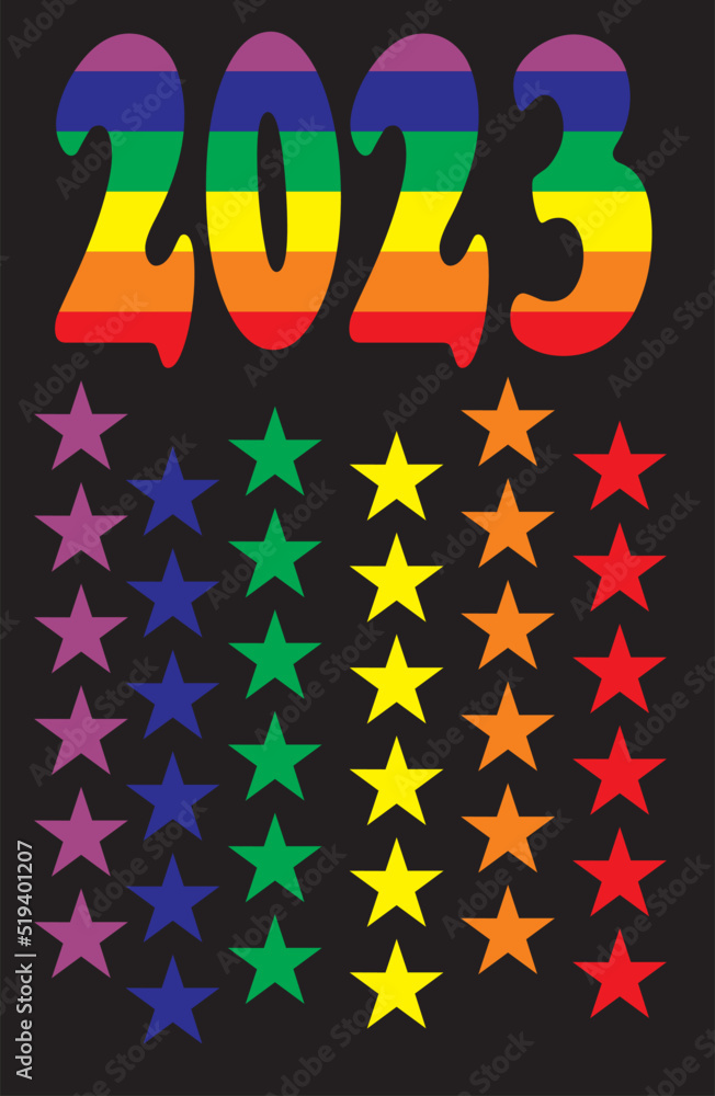 The inscription 2023. Vector LGBT pattern for T-shirt made for Euro ...