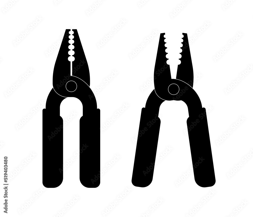 Electrical wire stripping silhouette black color vector flat design ...