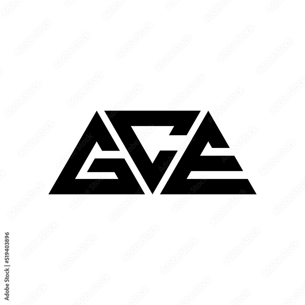 GCE triangle letter logo design with triangle shape. GCE triangle logo ...