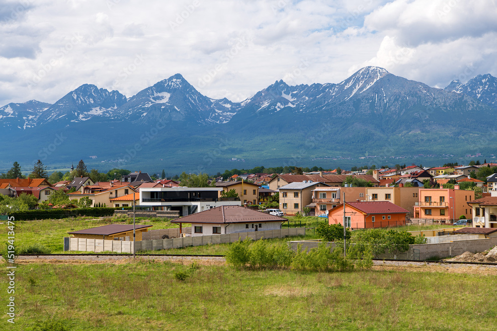 Poprad and Tatra mountain backdrop, Presov, Slovakia Stock Photo ...