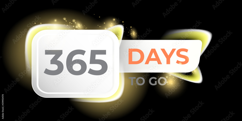 365 days to go countdown black modern horizontal banner design template ...