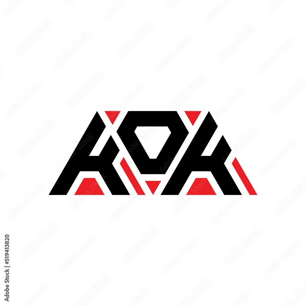 KOK triangle letter logo design with triangle shape. KOK triangle logo ...
