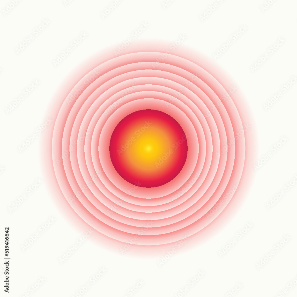 Vector pain symbol red circle isolated on white background for headache ...