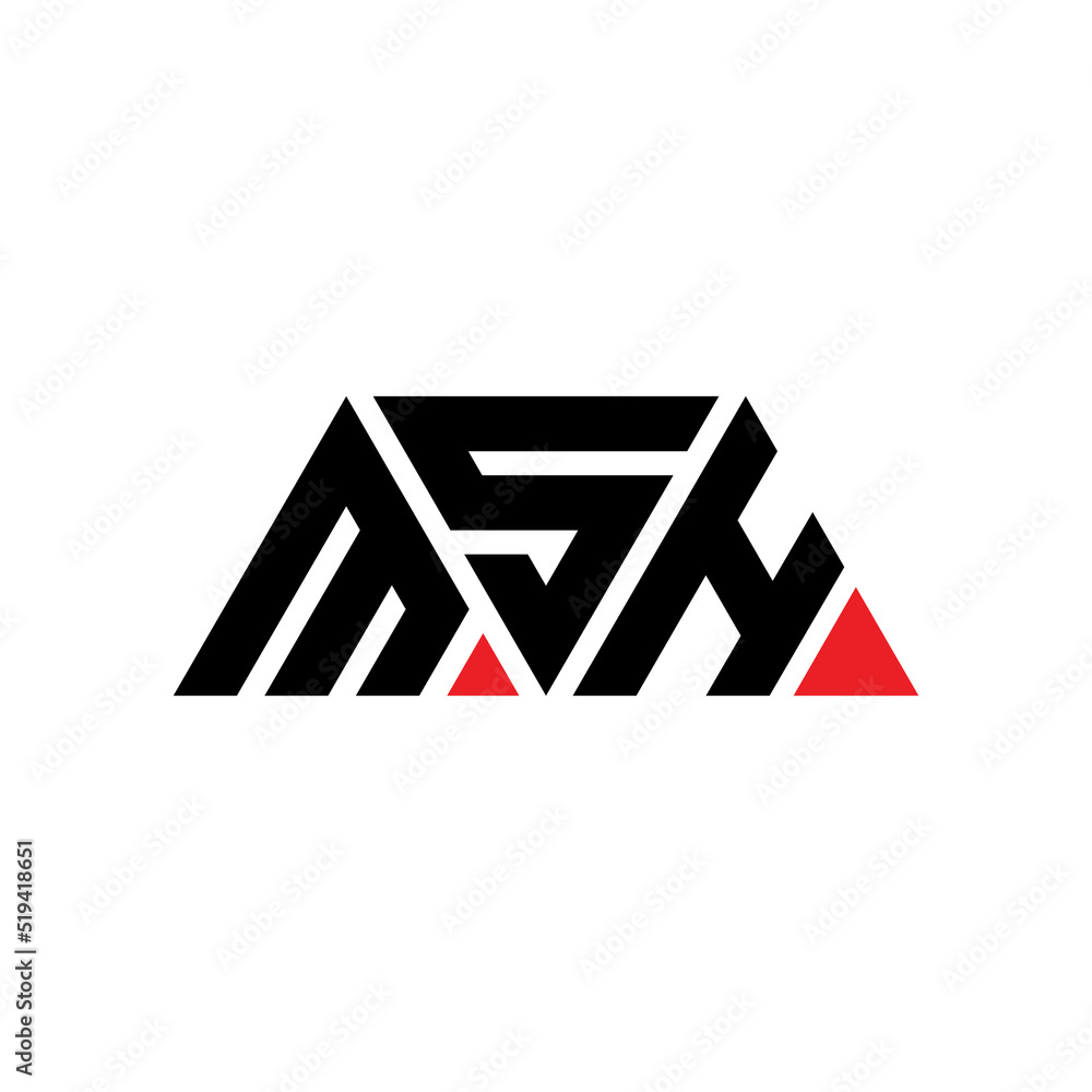 MSH triangle letter logo design with triangle shape. MSH triangle logo ...