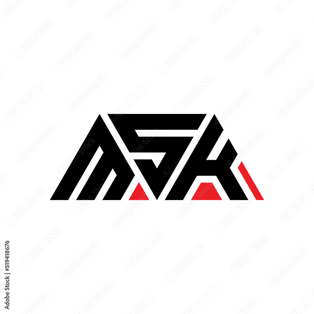 MSK triangle letter logo design with triangle shape. MSK triangle logo ...