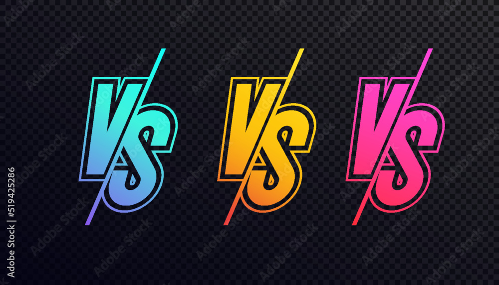 Versus sign set neon style isolated on transparent background for ...