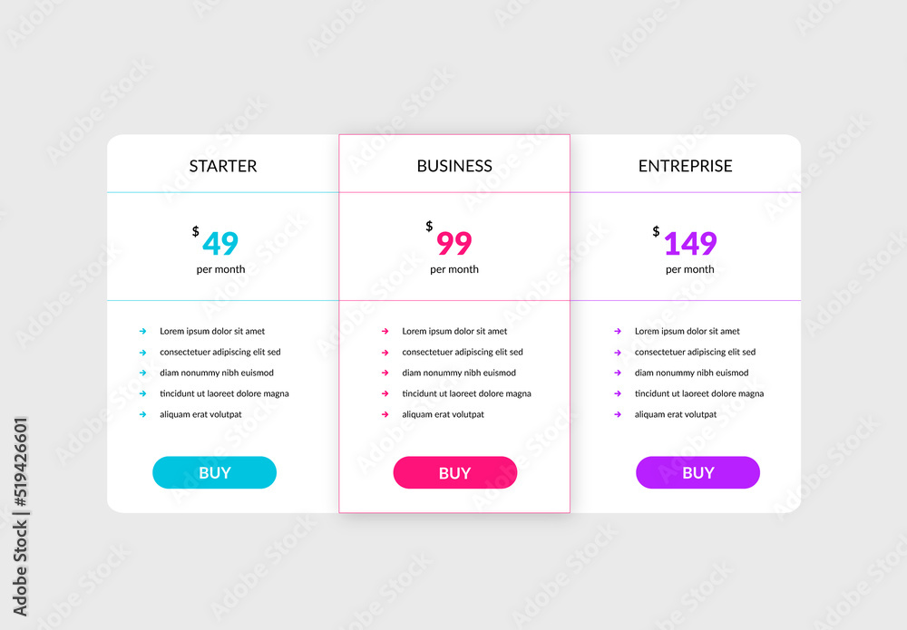 Simple Subscription Plan Infographic Layout Stock Template | Adobe Stock