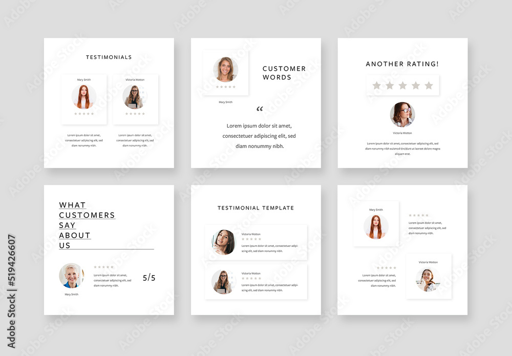 Set of Client Testimonial Templates for Social Media Stock Template ...
