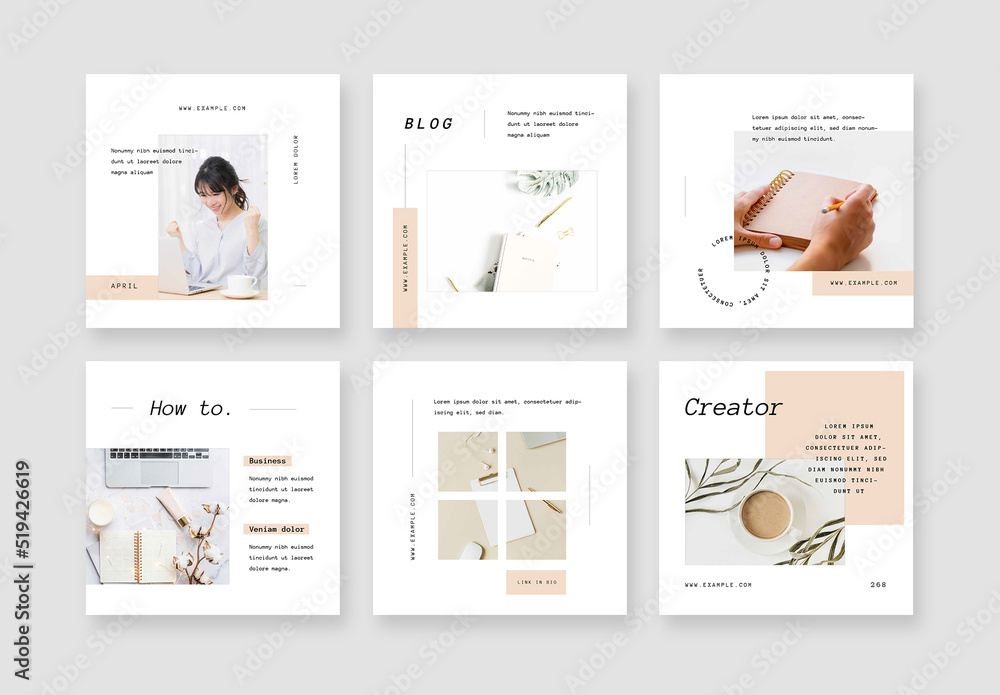 Minimalist Blogger Mobile Posts for Creators Stock Template | Adobe Stock