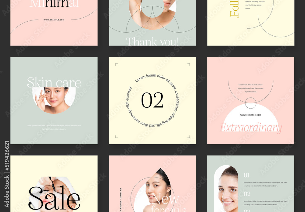 Set of Social Layouts with Creative Square Posts Stock Template | Adobe ...