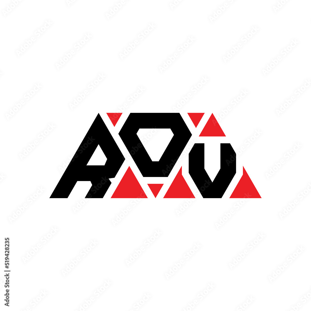 ROV triangle letter logo design with triangle shape. ROV triangle logo ...