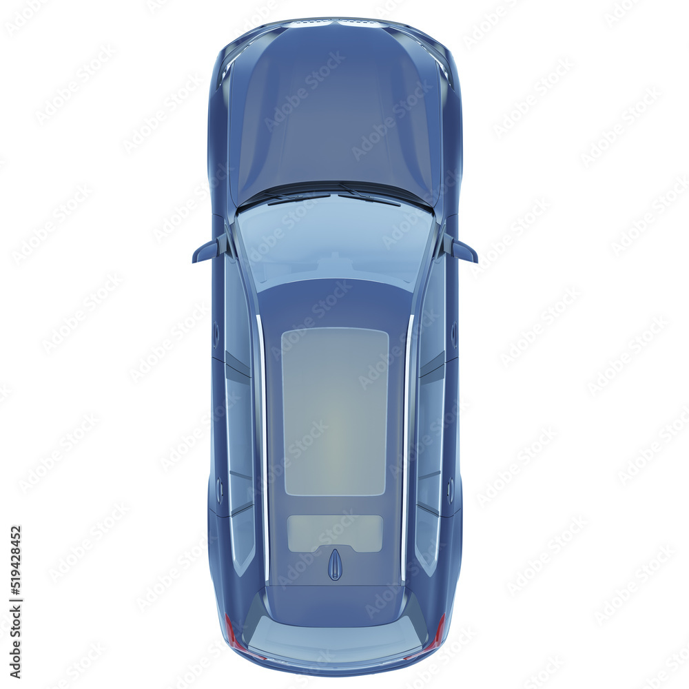 3d rendering photo of blue luxury SUV car o from top view for ...