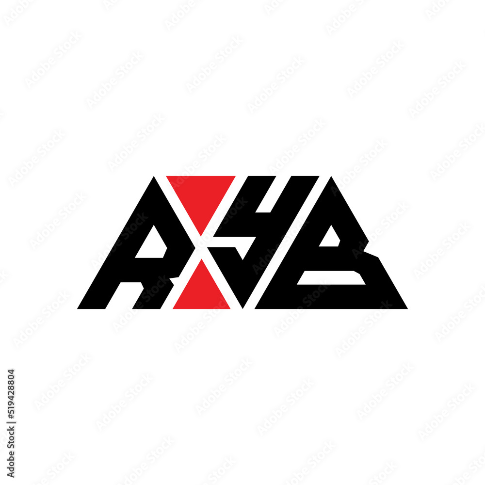 RYB triangle letter logo design with triangle shape. RYB triangle logo ...